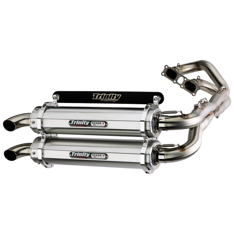 Trinity TR-4119D Stage 5 Dual Full Exhaust, Brushed for Polaris RZR ...