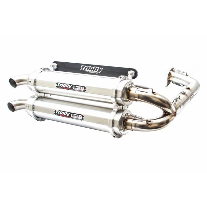 Trinity TR-4153D Stage 5 Dual Full Exhaust, Brushed for Polaris RZR ...