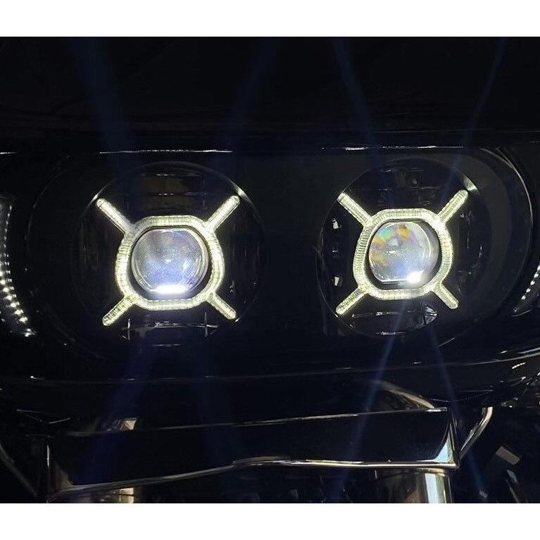 Custom Dynamics CD-RG-H-B Double-X LED Headlight, Black for Harley Road ...