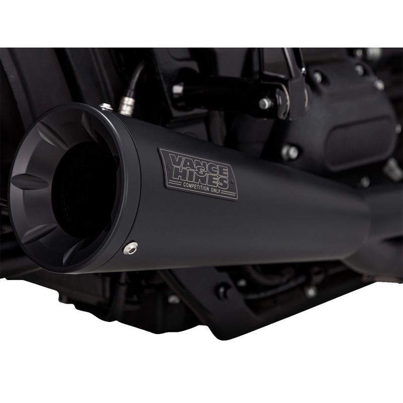 Vance & Hines 47323 2-into-1 Upsweep Exhaust, Black for Harley Softail ...