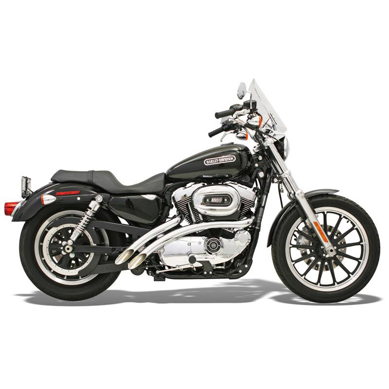 Bassani XL-FF12 Chrome Sweeper Radius 2:2 Full Exhaust for Harley ...