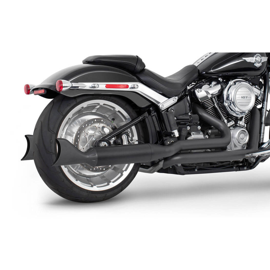 Freedom HDST-FB4TU18BK-STBK 4" Tuck & Under Sharktail Exhaust for Softail M8 '18- | Accessories ...