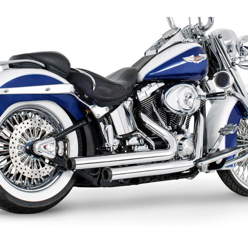 Freedom HDSTSD-8617CR-STBK Independence Staggered Duals Exhaust for Softail '86-'17 ...