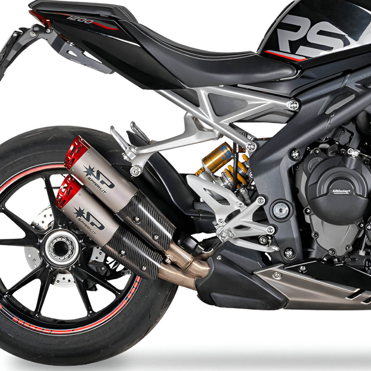 Spark Double Dyno Slip-on Exhaust, Titanium for Triumph Speed Triple ...