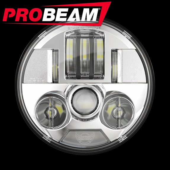 Custom Dynamics PB-7-IND 7" Probeam LED Headlamp for Indian models ...