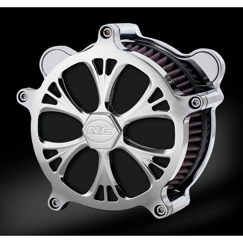 RC Components AC-102C Majestic Chrome Airstrike Air Cleaner for Harley ...