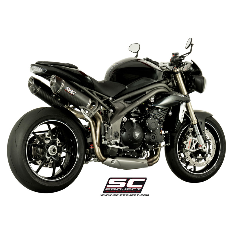 SC-Project T16-12C Dual High Mount Oval Exhaust for Triumph Speed ...