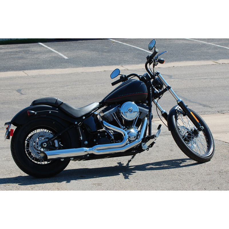 D&D Fat Cat 2:1 Louvered Exhaust, Chrome for Harley-Davidson Softail ...